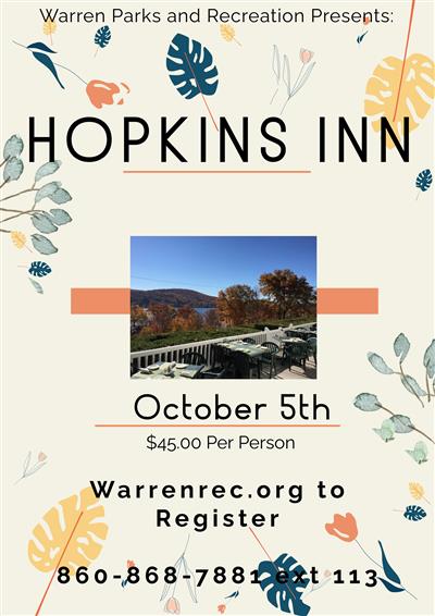 Town of Warren Parks & Recreation: Lunch @ Hopkins Inn- Oct 5th